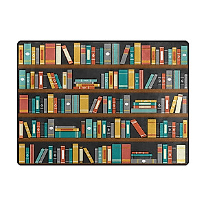 ALAZA Vintage Library Bookshelf Bookworm Area Rug Rugs for Living Room Bedroom 7' x 5'