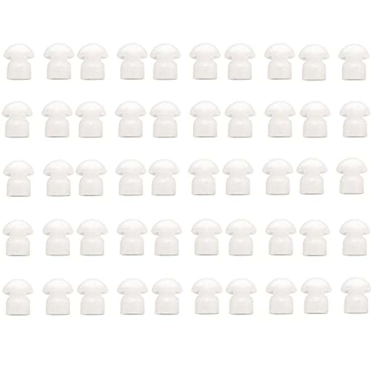 50 Pack Replacement Mushroom EarTips Earbud with Soft White Silicone Rubber for Acoustic Tube Earpiece & Coil Tube Headset Suit for Motorola Kenwood Baofeng Icom Yaesu HYT Midland Cobra Radio by Caroo