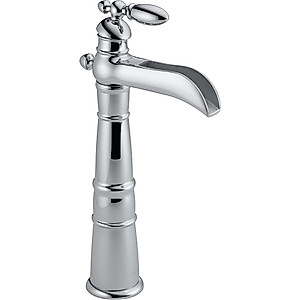 Delta Faucet Victorian Vessel Sink Faucet, Single Hole Bathroom Faucet, Single Handle Bathroom Faucet Chrome, Waterfall Faucet, Chrome 754LF