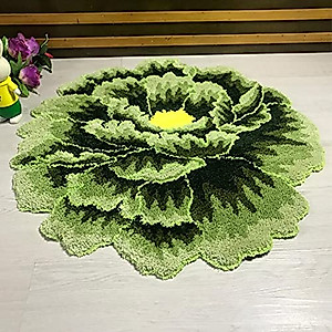 Wedding Gift Green Peony Flowers Shape Round Area Rugs Polyester Rug for Bedroom/Kitchen/Bathroom Indoor Floor Mat Living Room Carpet Soft Fluffy Plush Anti-Skid Washable Doormat 23.6" X 23.6"