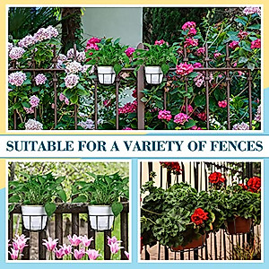 12 Pcs Hanging Railing Planters 6 Inch Flower Pot Holders Black Potted Stand Railing Planter Iron Rack Balcony Planter Basket Small Shelf Container for Indoor Outdoor Balcony Fence Garden Flower Pot