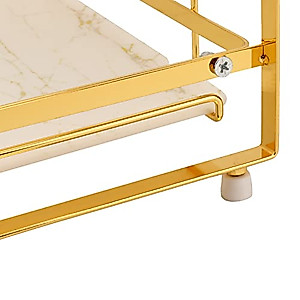 Aoutecen Spice Rack Organizer, White and Gold Stable Wall Mounted Strong Load Bearing Capacity Corner Bathroom Shelf Easy to for Kitchen(2 Tier)