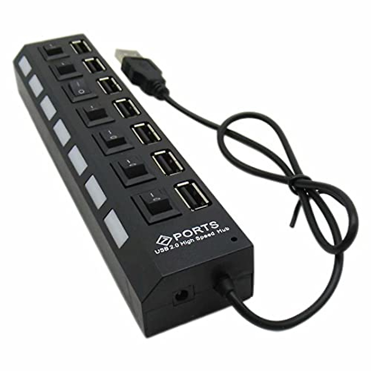 High Performance 7 Port USB 2.0 HUB for LED Powered High Speed Splitter Extender Cable Black White New