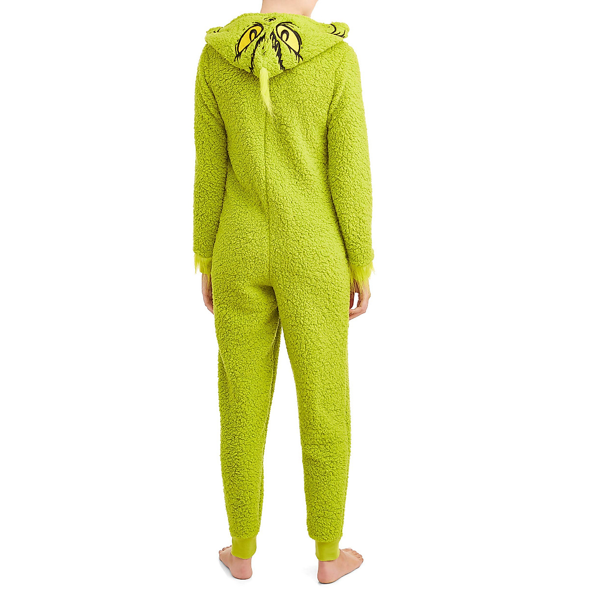 The Grinch Women's Fuzzy Plush Warm Holiday Hooded Union Suit Pajamas (Green, 3X)