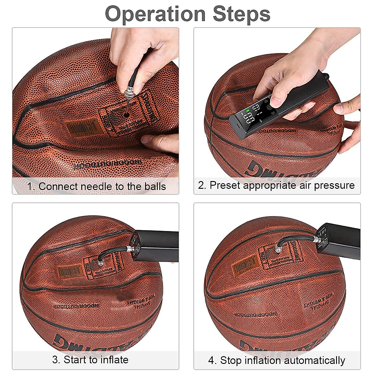 WEEFEESTAR Electric Ball Pump Ball Air Pump for Sports Balls with 2 Needles & 1 Nozzle Fast Ball Inflator for Basketball, Soccer, Volleyball, Rugbyball