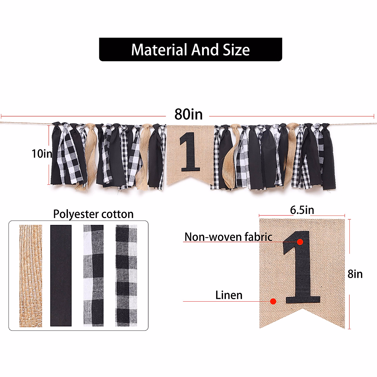 WAHAWU Lumberjack Banner for 1st Birthday - Highchair Banner for First Birthday Party, Theme Garland for Birthday Decoration, Photo Booth Props (Lumberjack Highchair Banner Black)