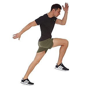 SILKWORLD Men's Running Stretch Quick Dry Shorts with Zipper Pockets(Pack of 3), Black, Army Green, Light Grey, Medium