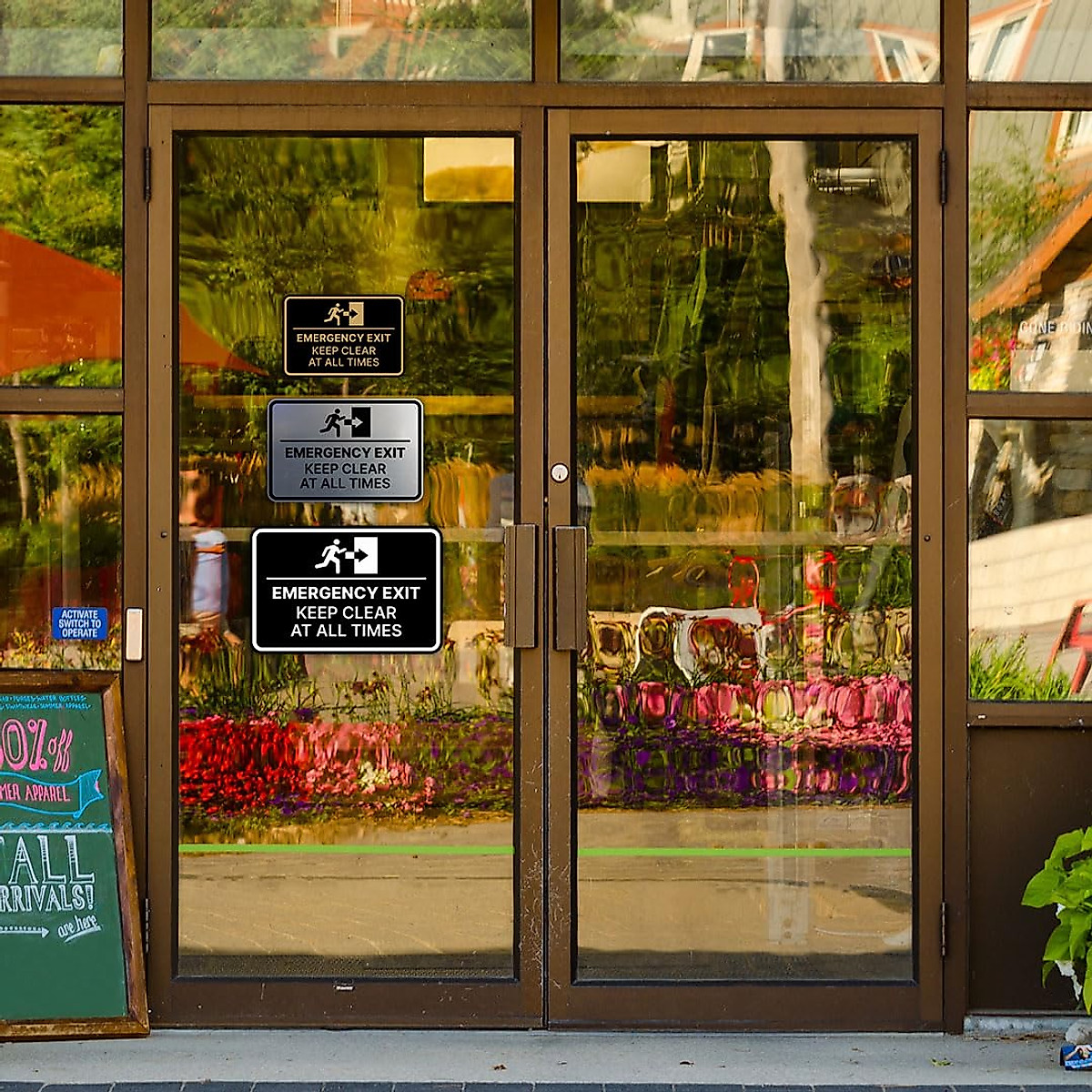 Signs ByLITA Classic Framed Emergency Exit: Keep Clear at All Times Sign (Black Gold) - Large