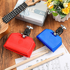 6 Pieces Drum Jam Block Musical Percussion Block with Maple Drum Sticks 5A Adjustable Mount Bracket Plastic Percussion Instruments Block for Latin Drum