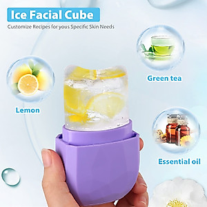 Ice Roller for Face and Eye, Gua Sha Face Massage, Facial Beauty Ice Roller, Silicone Ice Mold for Face Beauty (Purple)