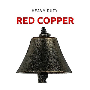 Upstreet Dinner Bell for Outside or Inside Made of Red Copper Hanging Bell, Cast Iron Outdoor Bell to Wall Mounted Surfaces for Church, Home, and School Bell (Red, 6)
