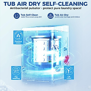 Nictemaw Portable Washing Machine 17.8Lbs Portable Washer Machine with Drain Pump, 2.4 Cu.ft Compact Washer with 10 Programs 8 Water Levels Small Washing Machine for Apartment, Home, Dorms, Rv