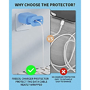 [3 Pack] FREEOL Silicone Charger Protector, Travel Cord Organizer Compatible with Apple 20W/18W USB-C Power Adapter, Data Cable Winder can Glow in The Dark - (Pink + Glow Blue + Glow Green)