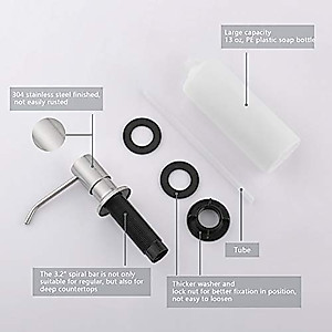 Soap Dispenser for Kitchen Sink, Stainless Steel Built in Sink Soap Dispenser Lotion Dispenser with 13 Ounce Bottle, Brushed Nickel (YardMonet)