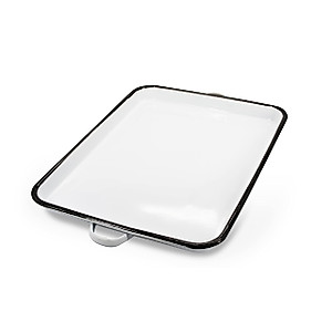 Eternal Living 17” White Enamel Serving Tray with Handles and Baking Cookie Sheet, White