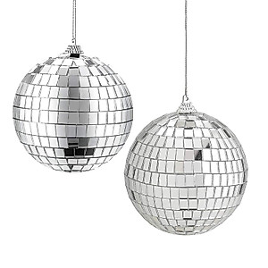 Rocutus 4 Pack Mirror Disco Balls,Silver Hanging Party Disco Ball for Party or DJ Light Effect, Home Decorations, Stage Props, Game Accessories (4 Inch)