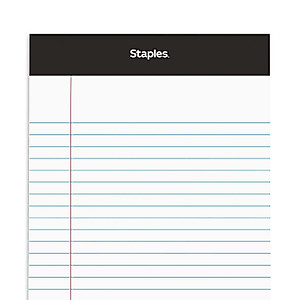 STAPLES TRU RED Notepad, 5" x 8", Narrow Ruled, White, 50 Sheets/Pad, Dozen Pads/Pack (TR57338)