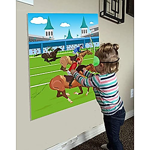 Kentucky Derby Horse Race Party Sticker Game - Pin The Tail on The Horse Poster, Horse Party Game for Kids Birthday Party Favor(24 Tails)