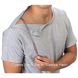 Post Shoulder Surgery Shirt w/Snaps for Easier Dressing (Right, Medium, Navy)