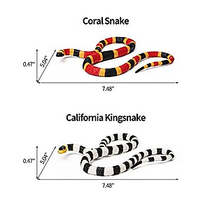 UANDME 8pcs Fake Snakes Toy Figurines Realistic Fake Snake Prank Rubber Snake Props Scary Snake Toy Scare Birds, Cobra Snake, Boa Constrictor, Coral Snake, Rattlesnake Wild Life Figures