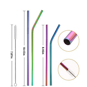 Eurysman Stainless Steel Reusable Straws - Straws with Case for 30 oz or 20 oz Tumblers Yeti Cup - Metal Straws Sustainable sipping on the go- Gift 2 Cleaning Brushes and 3 Silicone Tips (Black)