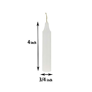 Mega Candles 10 pcs Unscented White Mini Taper Candle, 4 Inch Tall x 3/4 Inch Diameter, Great for Casting Chimes, Rituals, Spells, Vigil, Witchcraft, Wiccan Supplies, Wax Play & More