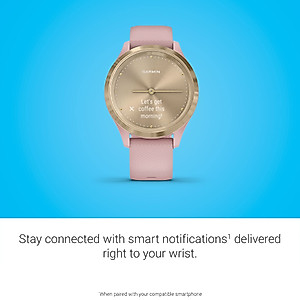 Garmin vivomove 3s, Smaller-sized Hybrid Smartwatch with Real Watch Hands and Hidden Touchscreen Display, Light Gold with Rose Case and Band