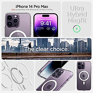 Spigen for iPhone 14 Pro Case, [Anti-Yellowing Technology] [Compatible with MagSafe] [Military Grade Drop Protection] Ultra Hybrid (MagFit) Phone Case for iPhone 14 Pro - White