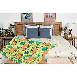 ARTBLANKET Cute Capybara Throw Blanket Fannel Fleece Super Soft Funny Blanket Travel Throw Blanket for Bed Couch Sofa 80 x 60 Inch for Adult
