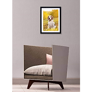 IOOSTAR 12x16 Diamond Painting Picture Frame Display Pictures 10 x 14 inch/25x35 cm with Mat or 12 x 16 inch/30x40 cm Without Mat Photo Frames Diamond Art Frame Natural Solid Wood Black (YNCK002)