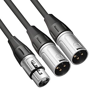 tisino XLR Splitter Cable, 1 XLR Female to 2 XLR Male Patch Y Cable Balanced Microphone Splitter Cord Audio Adaptor - 1 feet