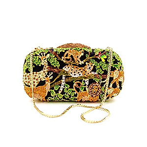 DEBIMY Ladies Rhinestone Clutch Purse Wedding Party Crystal Evening Bag Elegant Handbag for Women Black Green