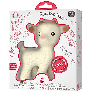 CaaOcho Pure Natural Rubber Teething Baby Toy - Sola The Goat Teether for Babies, BPA Free Baby Toy, All Natural Teething Toys for Babies 0-6, Safe and Fun Molar Teether Toy