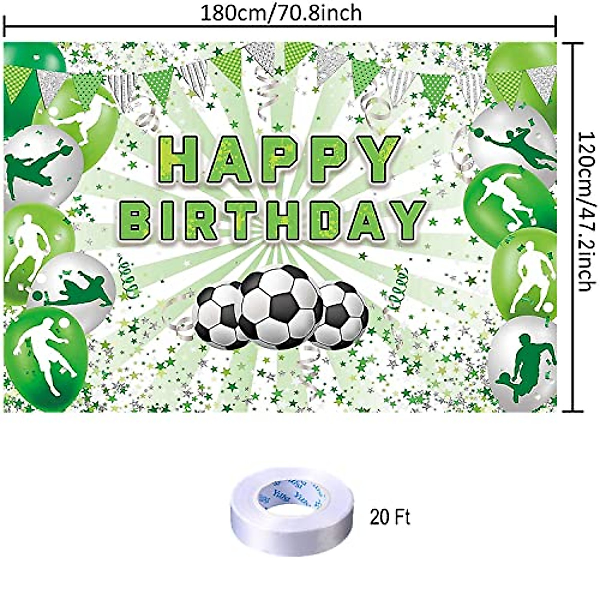 Soccer Themed Birthday Party Decoration Soccer Happy Birthday Backdrop Photo Background Banner Poster for Soccer Party Decorations Party Supplies 70.8 x 47.2 Inch