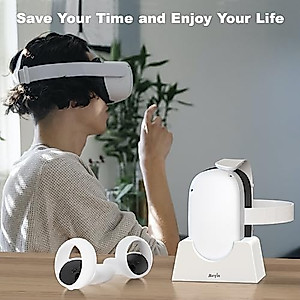 MEIYIN Charging Dock for Oculus Quest 2, Headset Charging Stand with USB-C Charger and Cable, White