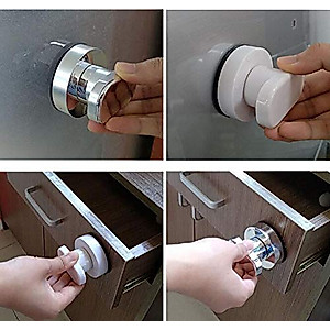 WANLIAN-Powerful Suction Cup Glass Mirror Door Handle, Refrigerator Drawer Bathroom Suction Cup Wall handrail, Bathtub Shower Handle Kitchen Drawer Cabinet Handle Suction Cup (Silver Trumpet)