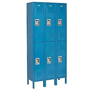 Global Industries Double Tier Locker, 12x18x36, 6 Door Unassembled, Blue