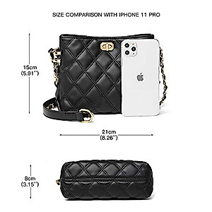 Small Crossbody Bags for Women Purses Fashion Leather Lightweight Handbags Shoulder Bag(Black)