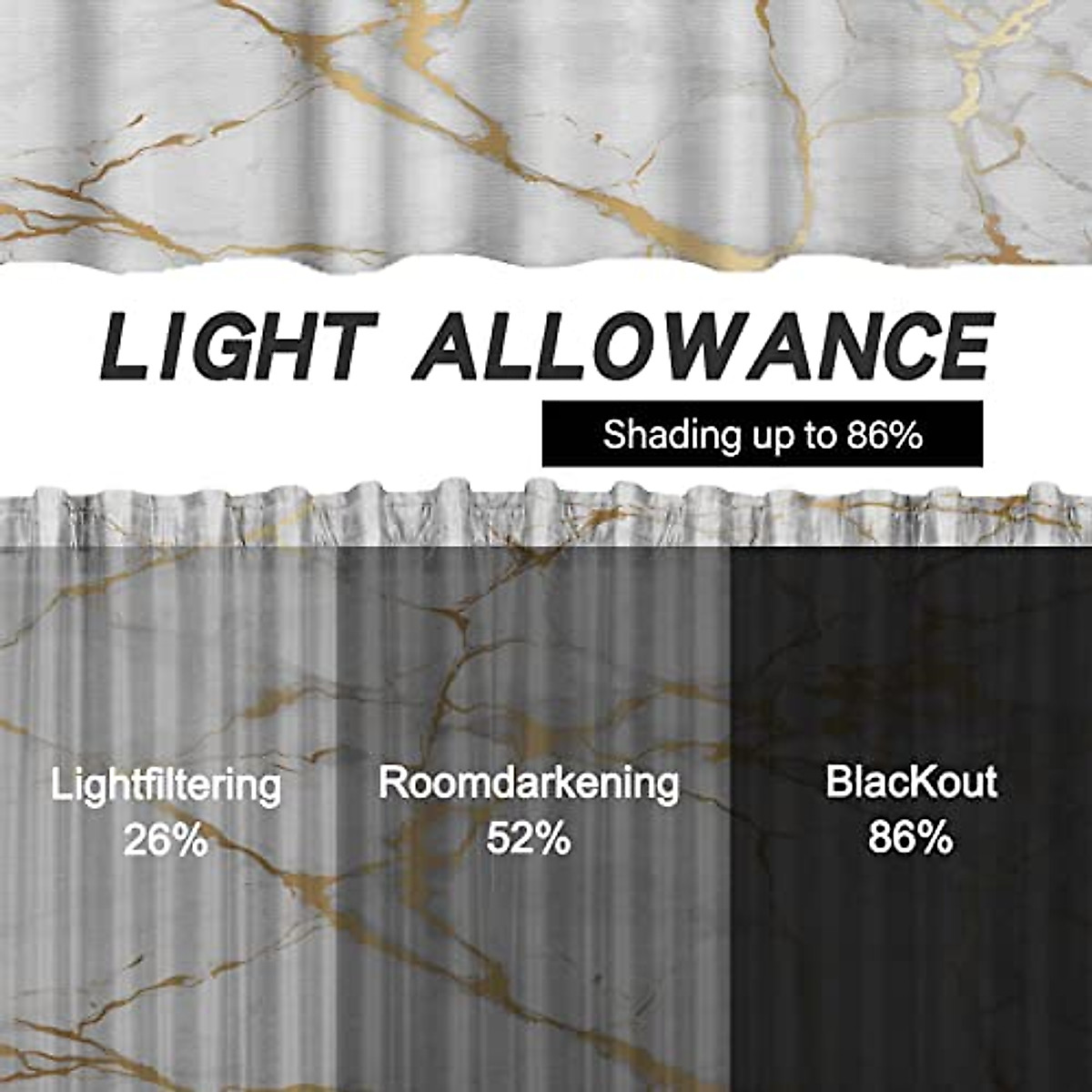 MCALK Luxury Gold Marble Kitchen Curtains Tiers and Valances Set 3 Piece for Windows White Background Kitchen Window Curtains Set,Modern Vintage Style Valances for Living Room(36" Tiers Set)