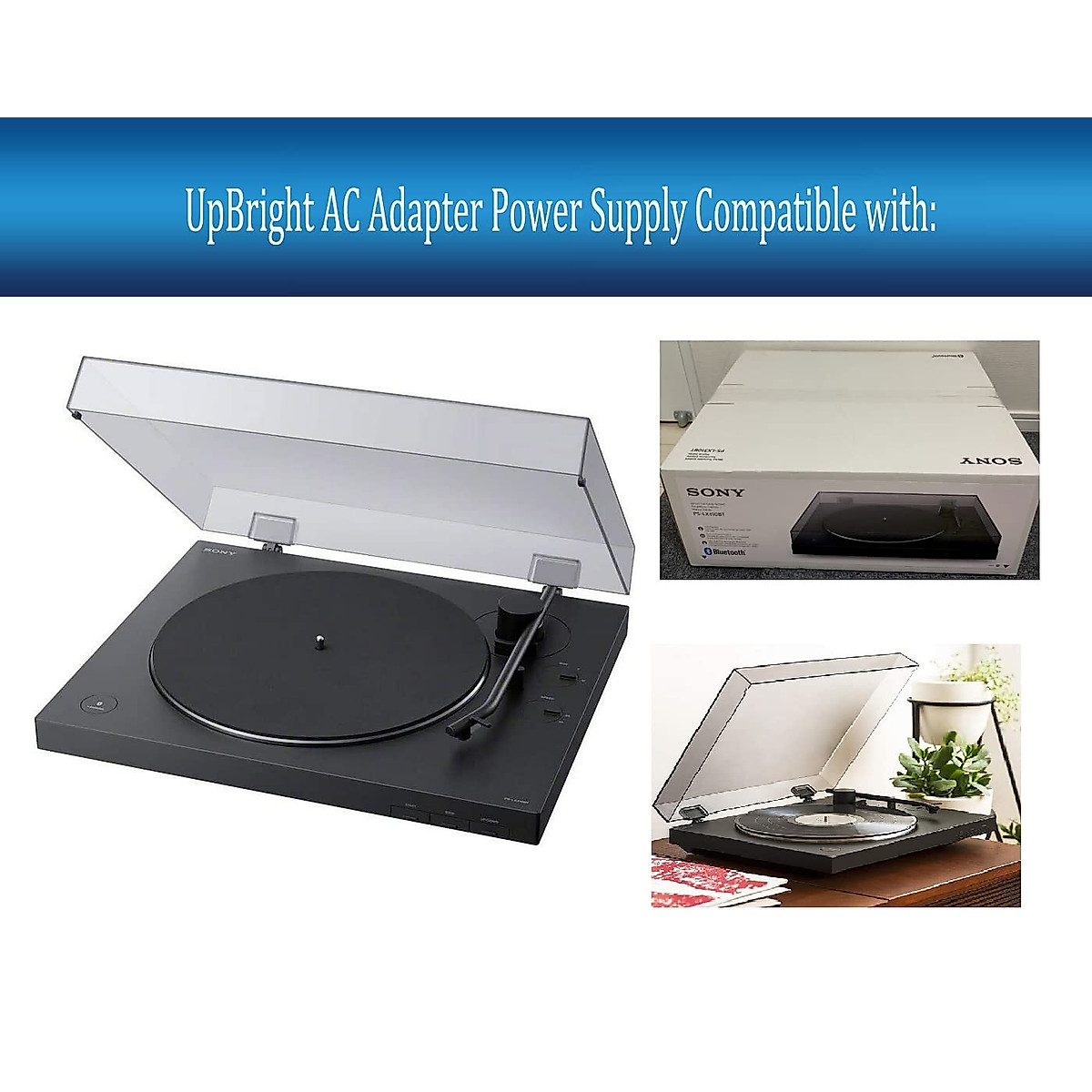 UpBright 12V AC Adapter Compatible with Sony PS-LX310BT Stereo Turntable System PSLX310BT PS-LX310BT/C Belt-Drive USB Bluetooth Wireless HK-AR-120A080-US DC 12 V 0.8 A DC12V 0.8A Power Supply Charger