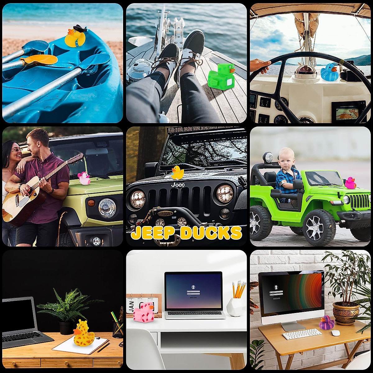 ArtCreativity Assorted Rubber Ducks Jeep Ducking (50 Pack) - Rubber Duckies for Kids, Bathtub Pool Toys in 17 Different Designs, Fun Carnival & Birthday Party Favors for Boys & Girls - Ducks for Jeeps