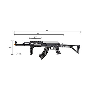 Realstic DE Airsoft AK-47 AEG Rifle Side Folding Stock with Battery & Charger, Black
