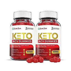 Justified Laboratories (2 Pack) Sure Slim Keto ACV Gummies 1000MG with Pomegranate Juice Beet Root B12 60 Gummys