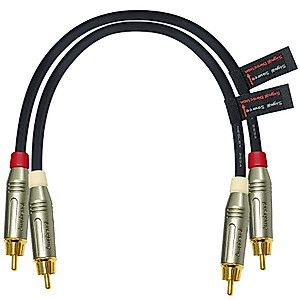 WORLDS BEST CABLES 1 Foot – Directional Quad High-Definition Audio Interconnect Cable Pair Custom Made Using Mogami 2534 Wire and Amphenol ACPR Die-Cast, Gold Plated RCA Connectors