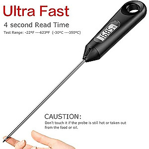 2 in 1 Stainless Steel Whisk Egg Beater & Instant Thermometer Probe 12 inch for Cooking Candy, Yogurt, Chocolate, Butter Cream, Sause, Cake