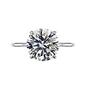 14K Gold Handmade 2.5 CT Round Cut VVS1 Colorless Moissanite Engagement Rings for Women Bridal Set Moissanite Wedding Ring for Gifts (White Gold, 4)