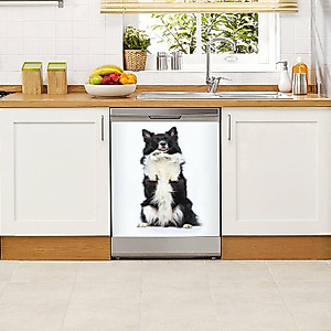 Dishwasher Magnet Cover Border Collie Dog Shepherd Makes Male Begs Paws up Laughs Magnetic Refrigerator Stickers Decorative Appliance Cover Fridge Panels Metal Door Garage 23x26in