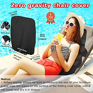 Aofeite Outdoor Folding Zero Gravity Chair Covers, Upgraded Oversized Durable Recliner Cover,420D Oxford Waterproof UV Resistant Lawn Beach Chair Patio Furniture Covers (43Inch Black)
