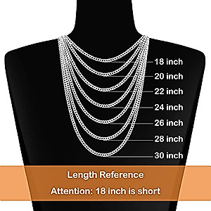 Jewlpire Diamond Cut Miami Cuban Link Chain for Men, Boys Women, Silver Hip-Hop & Cool Necklace, 316L Stainless Steel, 4mm Width, 20 Inch