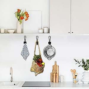 Tebery 16 Pack Rustic Double Looped Entryway Hooks Black Decorative Wall Mounted Coat Hooks with Screws